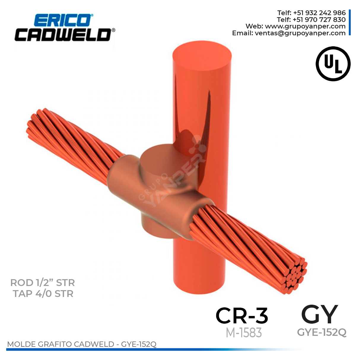 Molde Empalme Tipo GY. (1/2" – 4/0) GYE-152Q CADWELD - Grupo Yanper