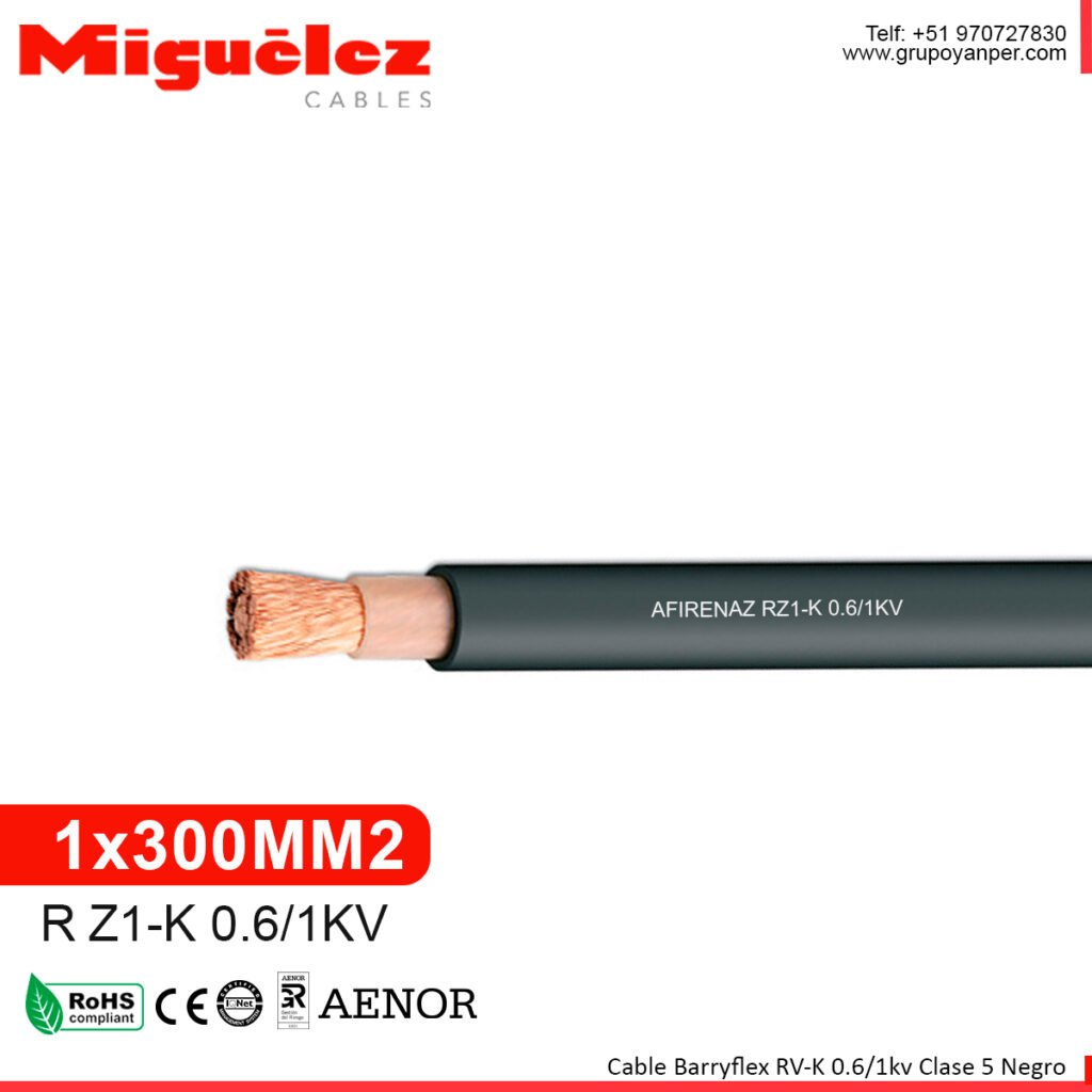 CABLE AFIRENAS RZ1-K 300MM2 0.6/1KV NEGRO MIGUELEZ - Grupo Yanper